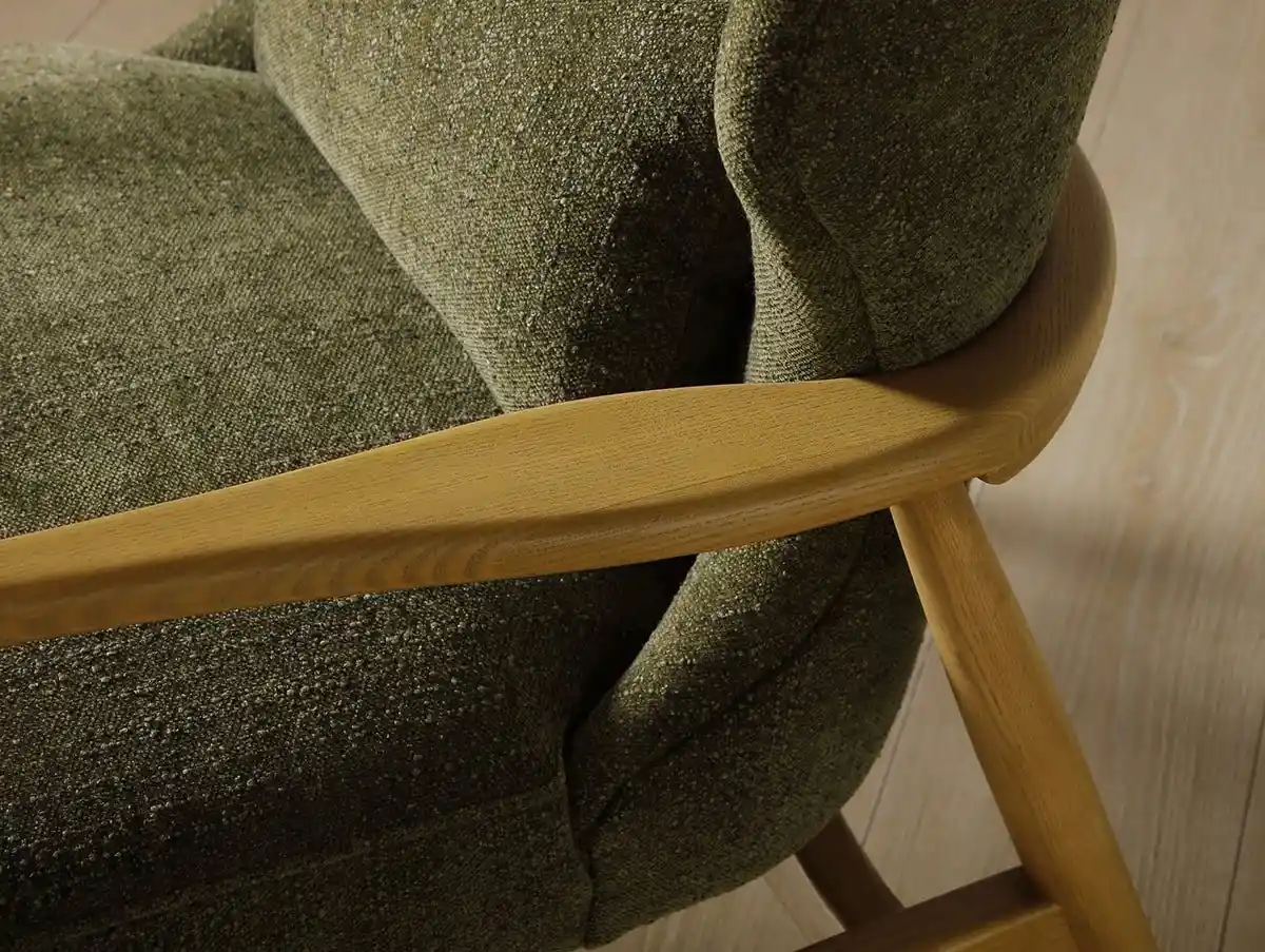 Kyoto Milo Olive Textured Chenille Fabric Armchair