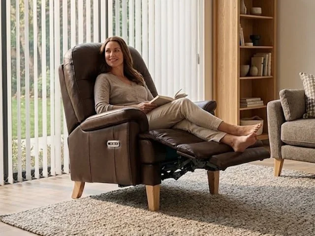 ASC Boston Leather Power Recliner Chair on Legs