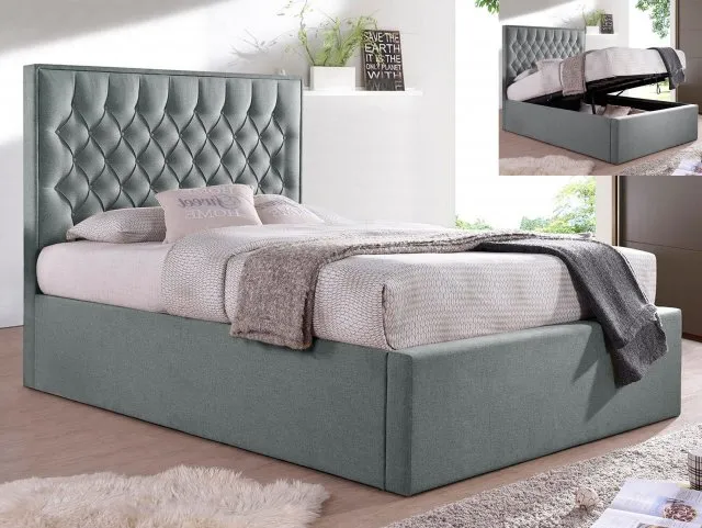 Bedmaster Wilson 4ft6 Double Grey Fabric Ottoman Bed Frame