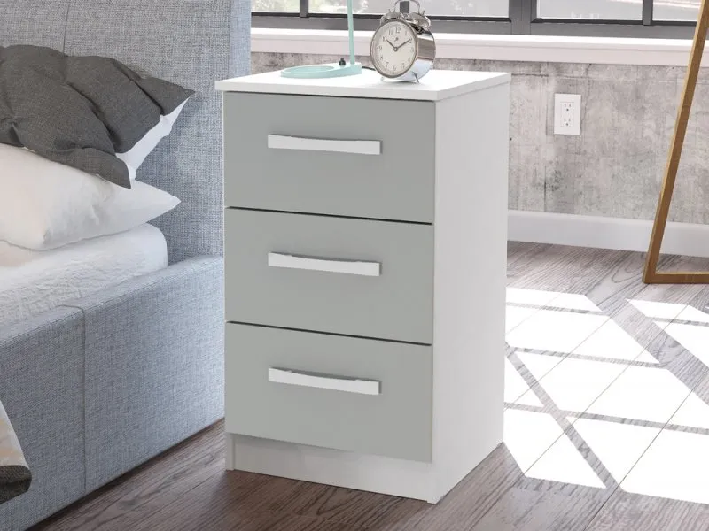 High gloss grey bedside cabinets store