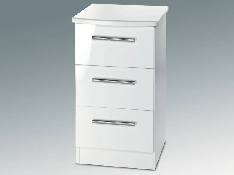 3 drawer white gloss bedside table store
